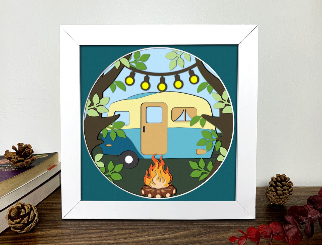 Camp Shadow Box 3D Svg ,camping Life Light Box Svg,camping Life Svg ...