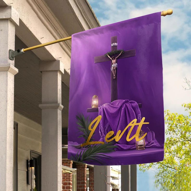 Lent House Banner Garden Flags, Catholic Lenten Banners, Ash Wednesday ...