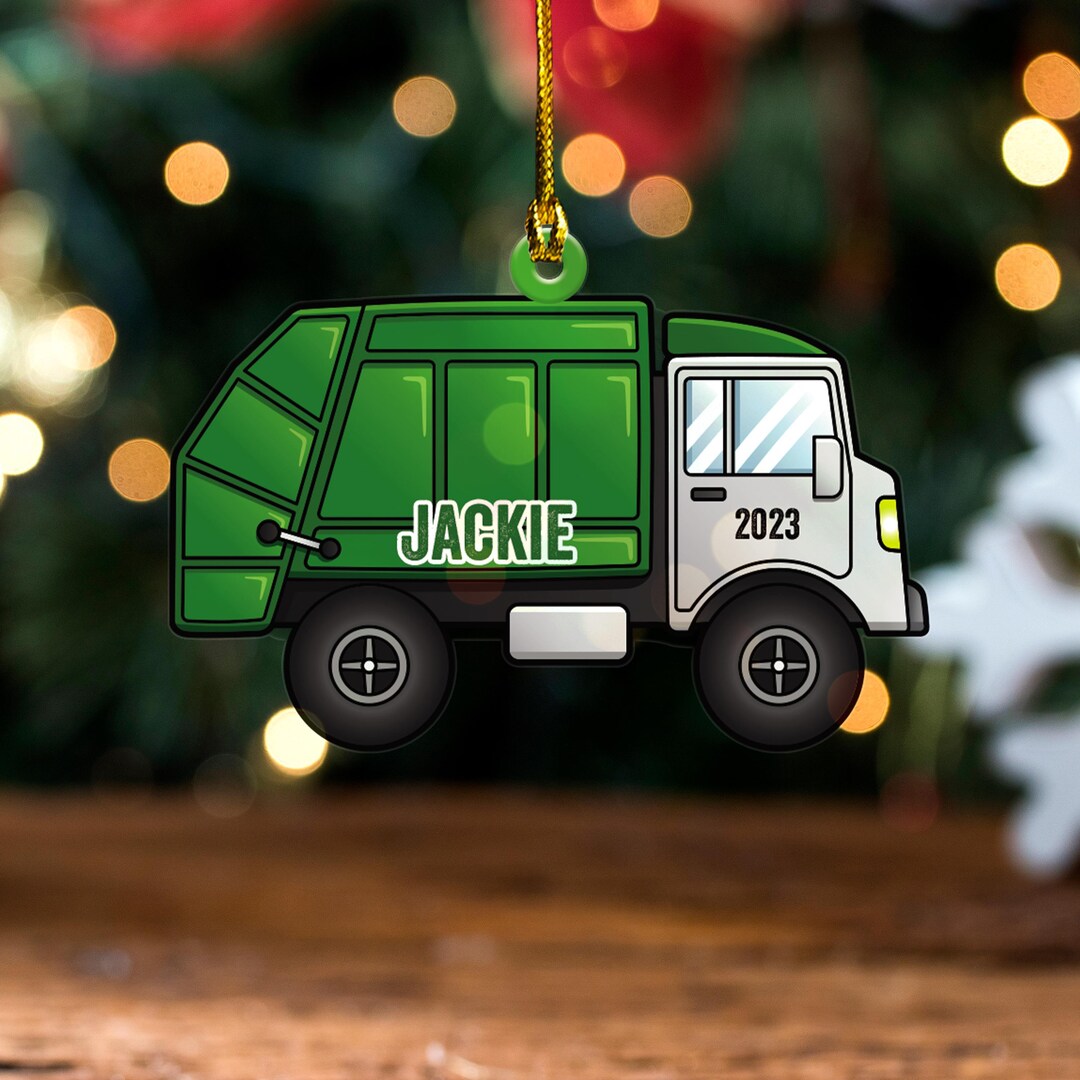 Personalized Garbage Truck Christmas Ornament, Truck Ornament ...