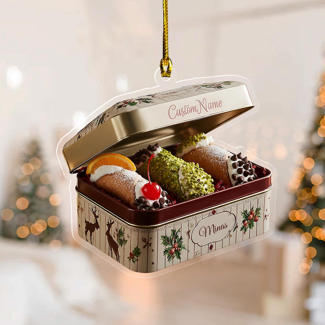 Personalized Acrylic Cannoli Box Ornament | Holiday Bakery Food Decor ...