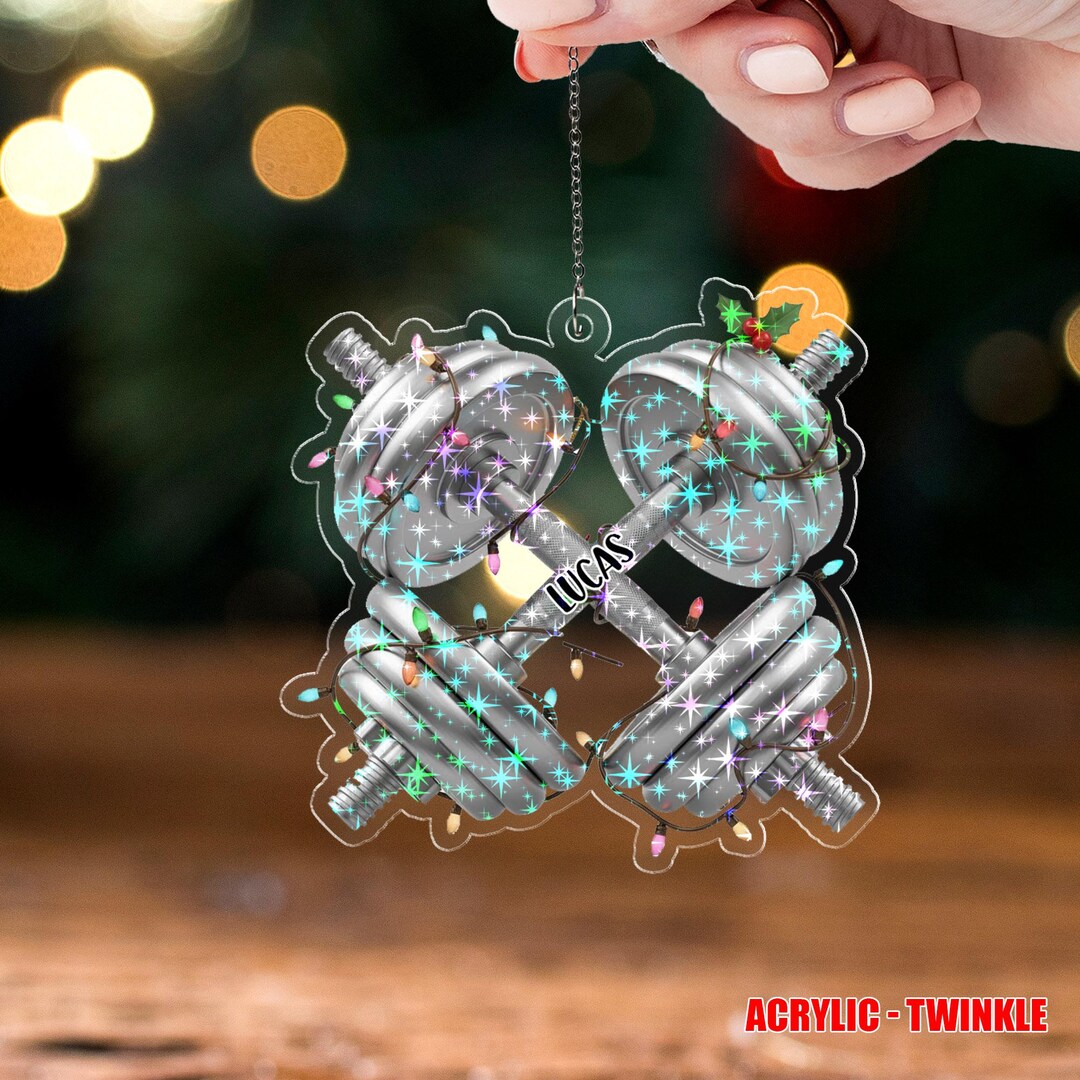 Fitness Christmas Ornament Dumbbell Gym Workout Gift for Bodybuilder ...