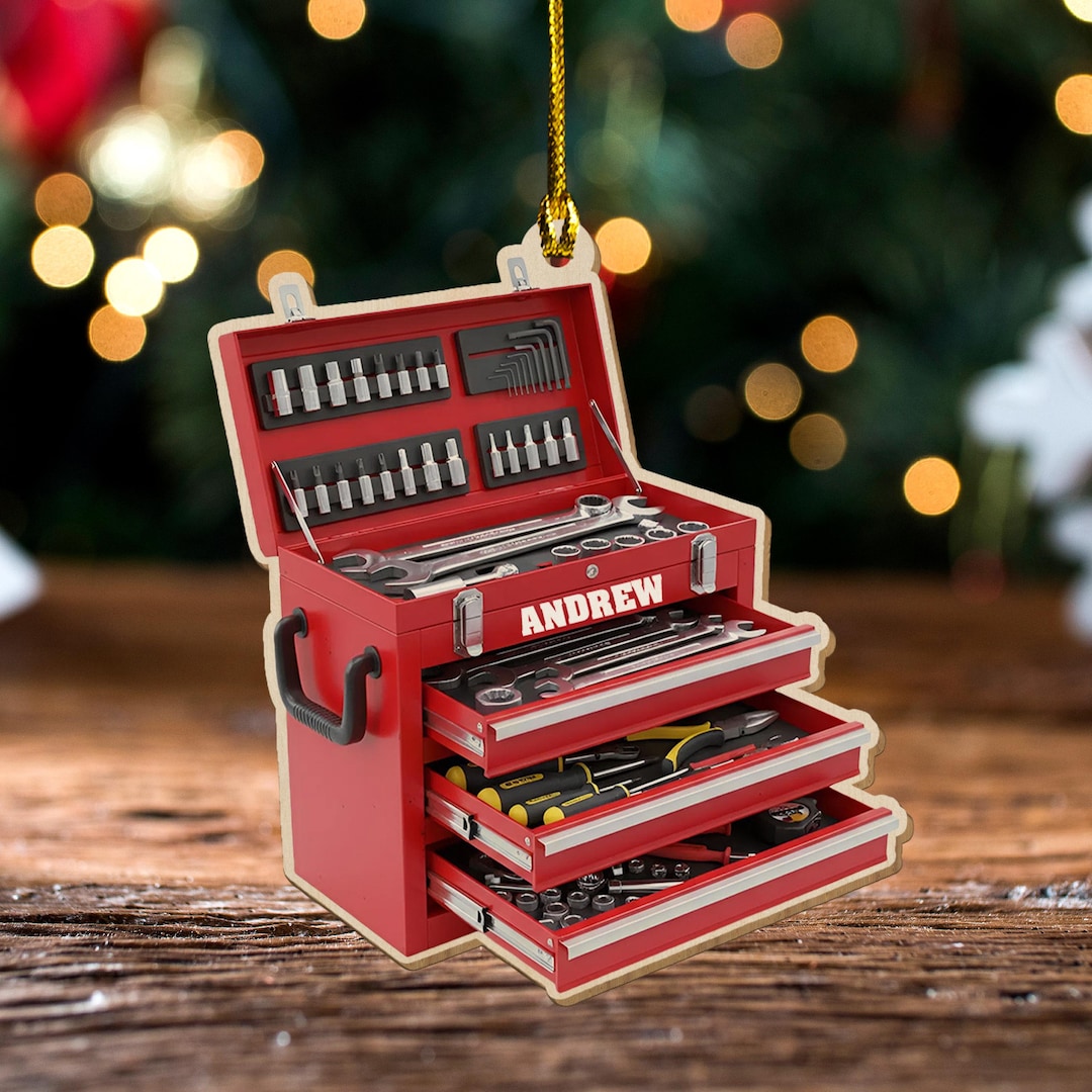 Personalized Mechanic Tool Box Flat Ornament, Custom Tools Garage ...