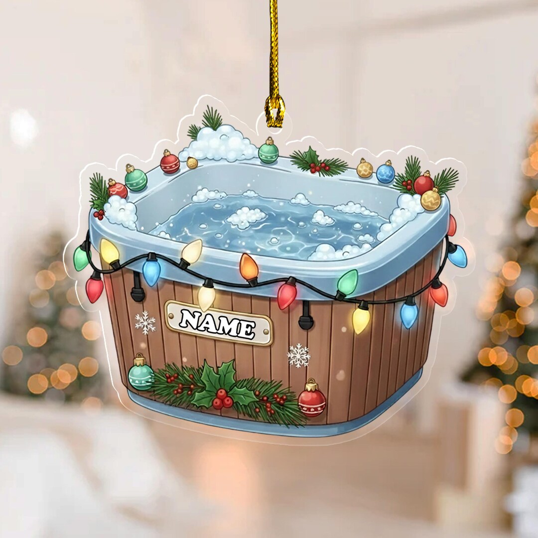 Hot Tub 2D Flat Ornament With Custom Name, Funny Spa Christmas Ornament ...