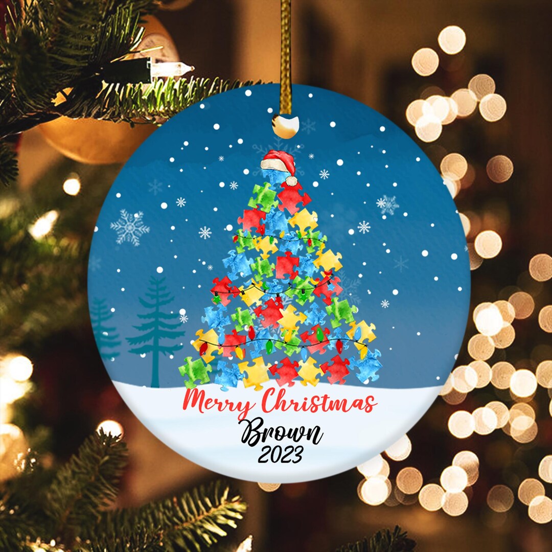 Personalized Autism Awareness Christmas Tree Ornament, Autism Christmas ...