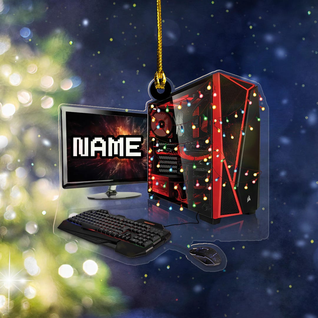 Personalized Gaming Computer Christmas Light Ornament, Gaming Christmas ...