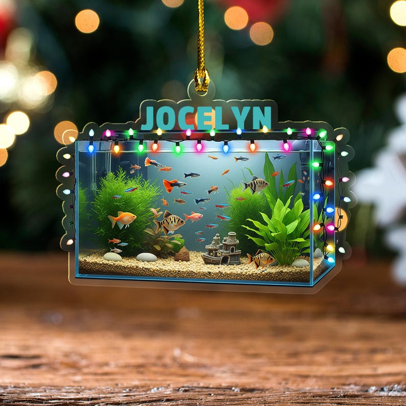Personalized Aquarium Fish Tank Ornament, Custom Name Christmas Tree ...
