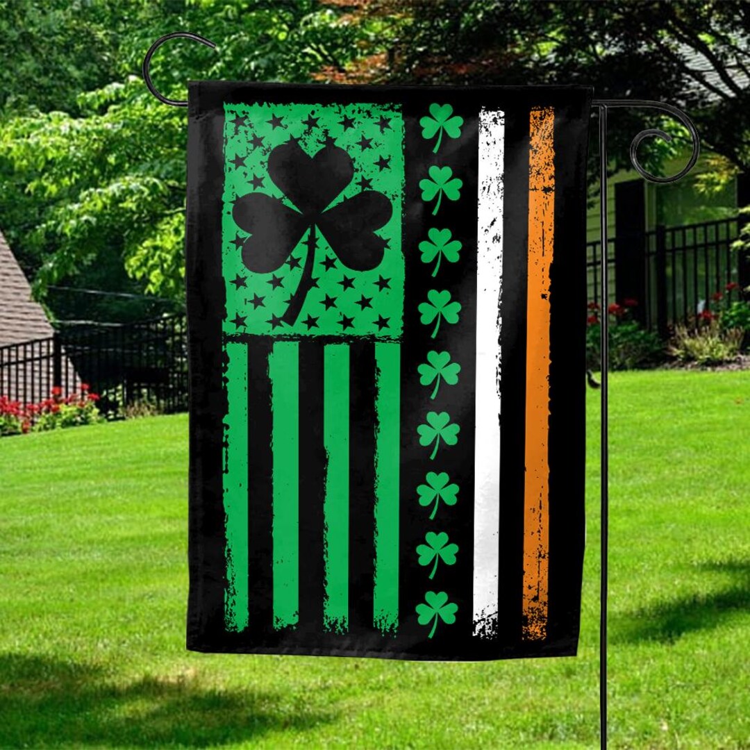 Stained Glass Four Leaf Clovers Flag, Lucky Shamrock Garden Flag ...