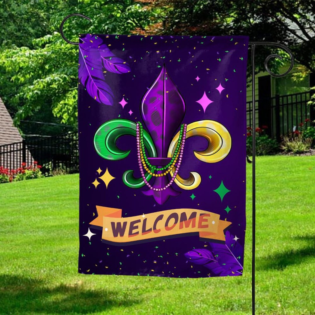 Mardi Gras Garden Flag, Happy Mardi Gras Party Flag, Mardi Summer ...