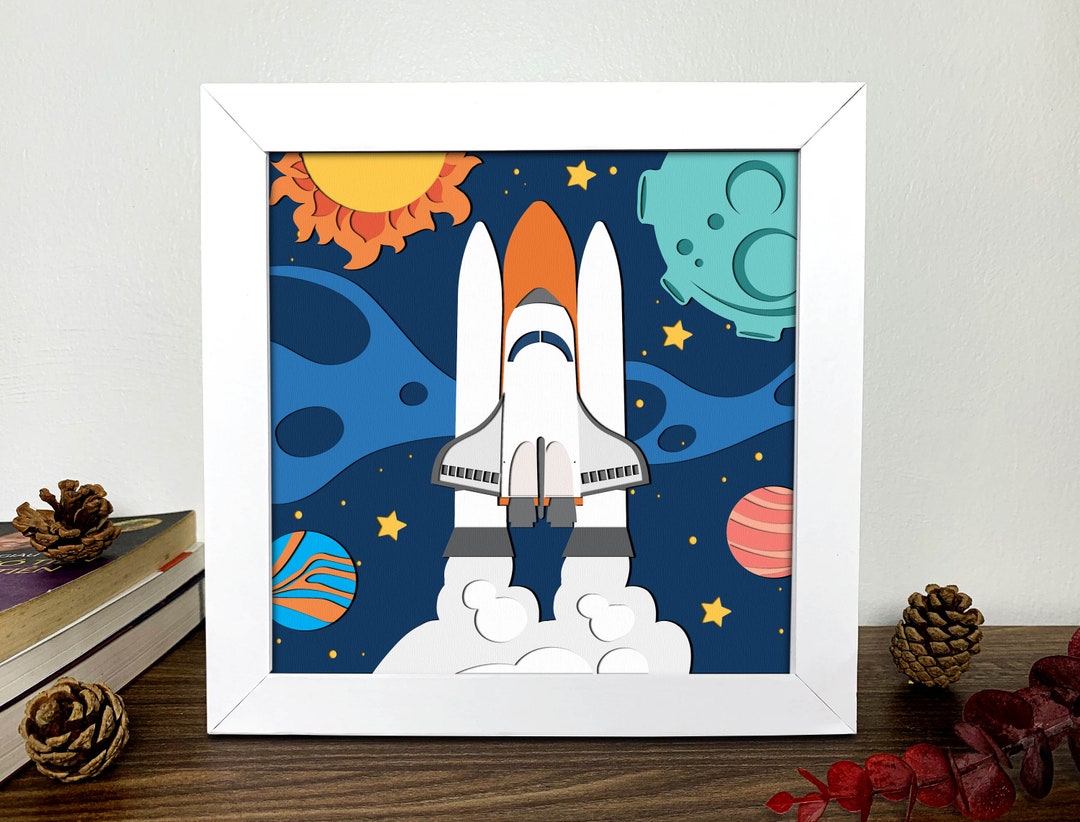 Spaceship Shadow Box 3D Svg,spaceship 3D Svg ,spaceship 3D Box Svg ...