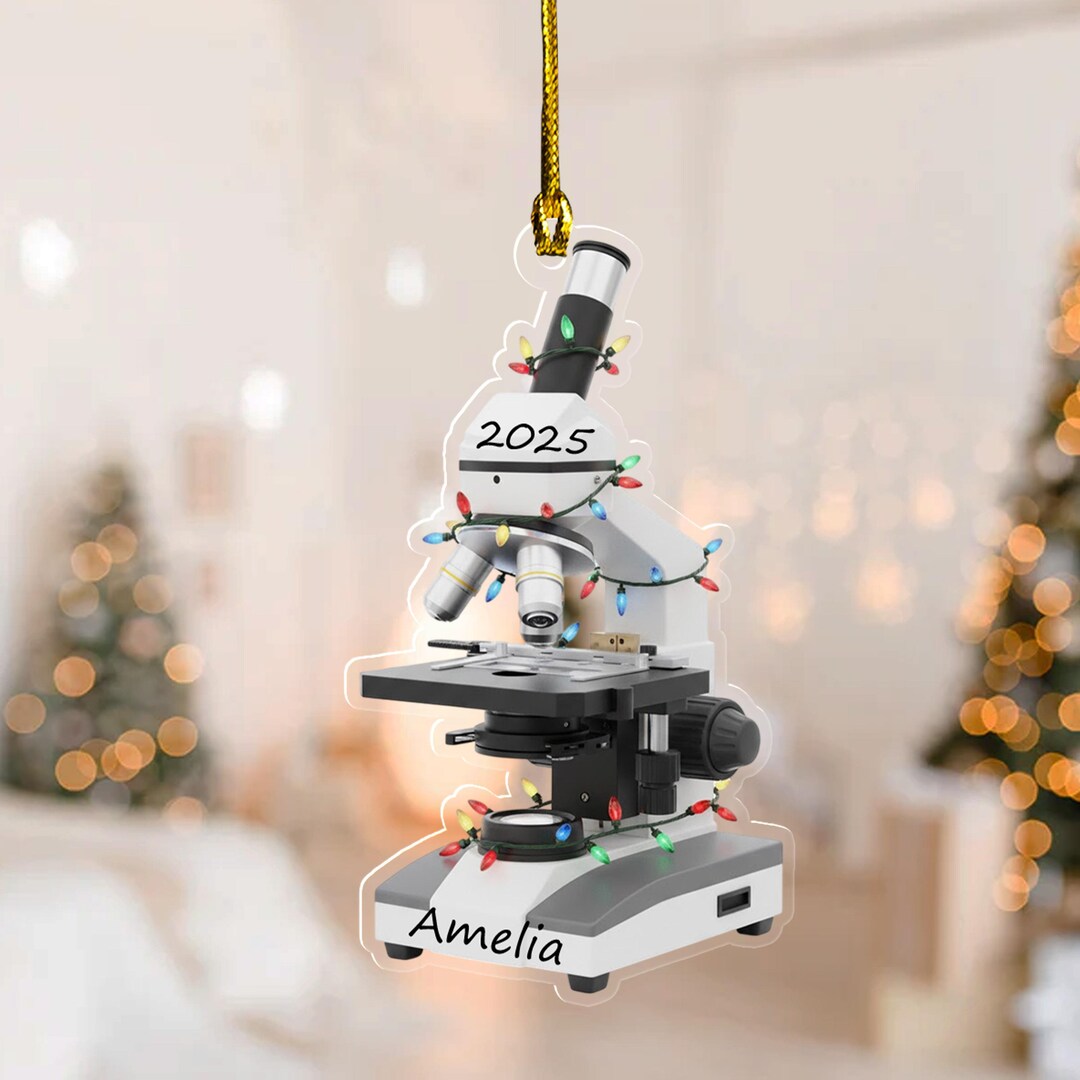 Personalized Microscope Ornament, Custom Science Christmas Ornament ...