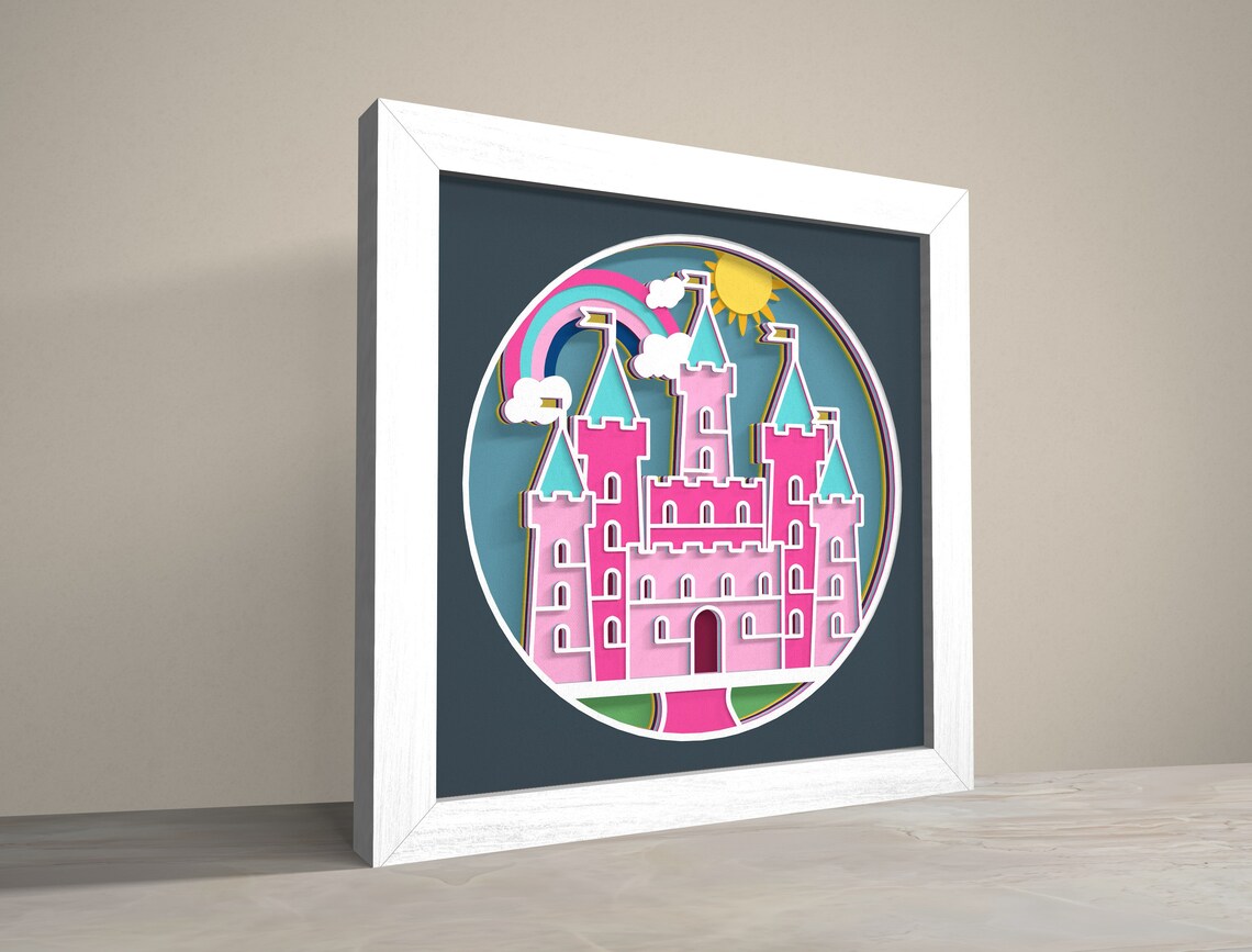 3D Castle Shadow Box SVG, Castle 3D Svg, Castle 3D Box Paper Cut, Kids ...