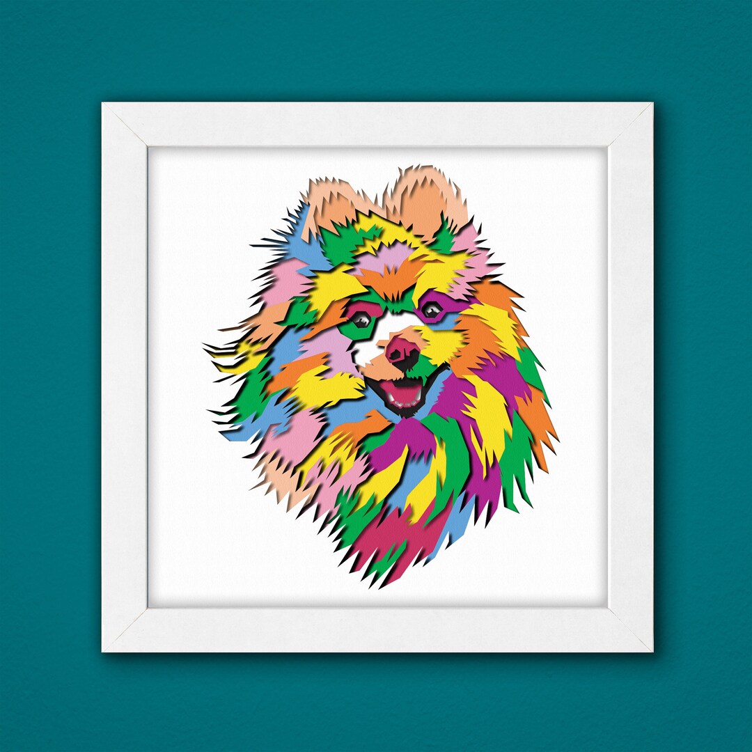 Coloful Cute Dog Shadow Box 3D Svg, Coloful Dog 3D Svg ,cute Dog 3D Box ...