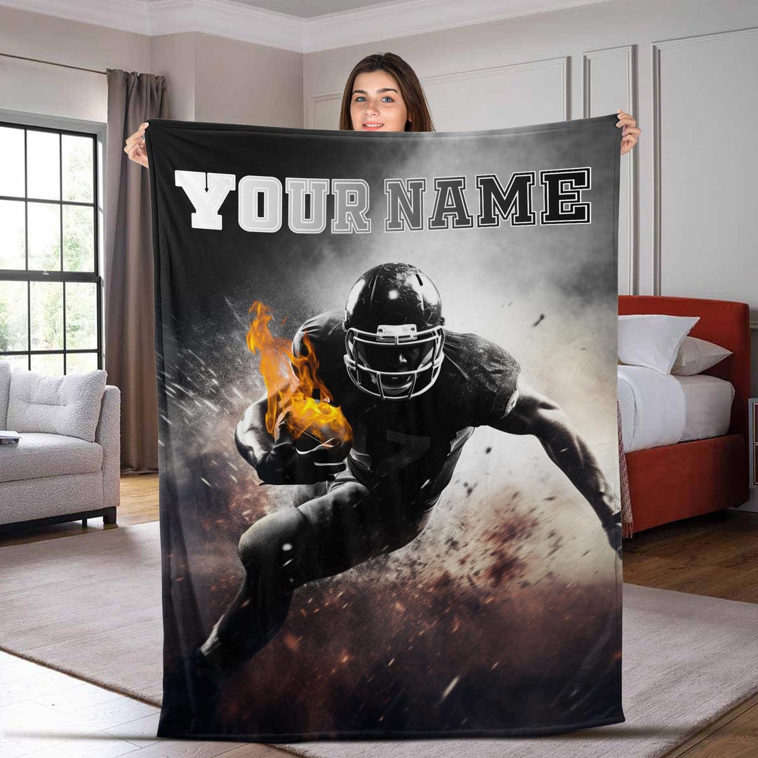 Personalized Football Blanket, Football Player Blanket, Custom Name ...