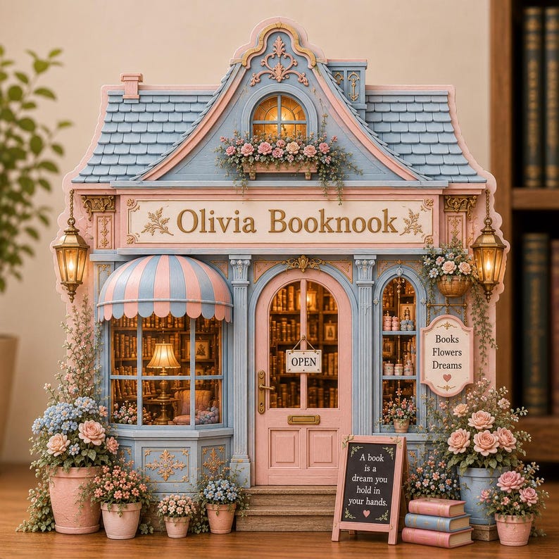 Custom Book Store Wooden Block, Book Lover Shelf Decor, Personalized ...