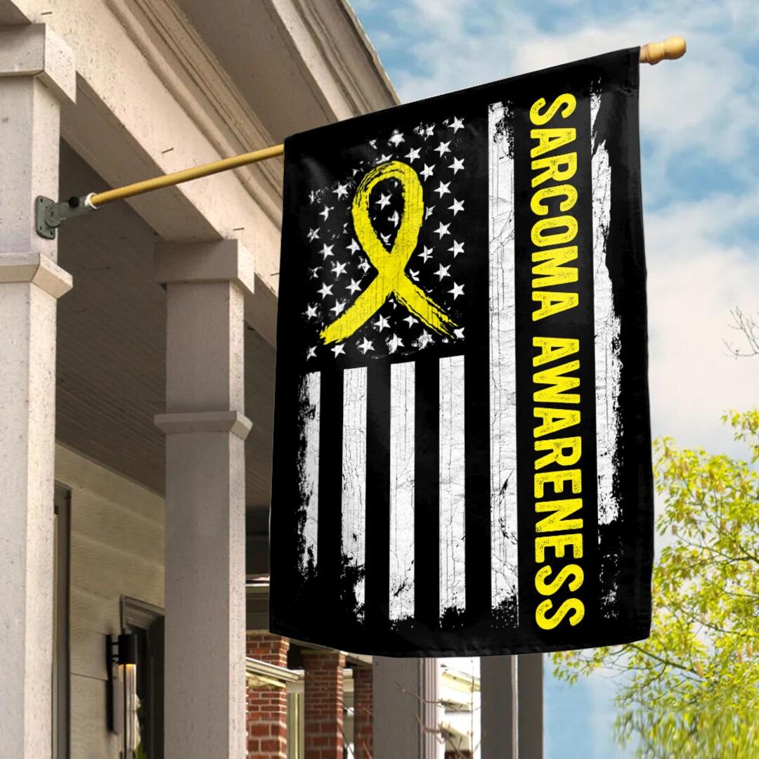 Sarcoma Awareness America Flag Yellow Ribbon, Disease Warrior Support ...