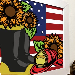 Firefighter Shadow Box 3D Svg ,firefighter 3D Box Svg ,fireman 3D Svg ...