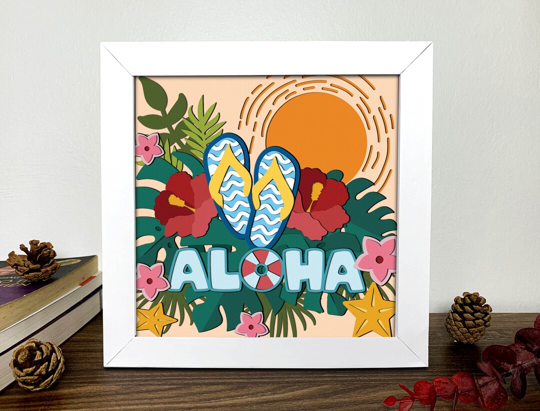 Aloha Shadow Box 3D Svg, Aloha Summer 3D Svg ,aloha 3D Box Svg ,aloha ...