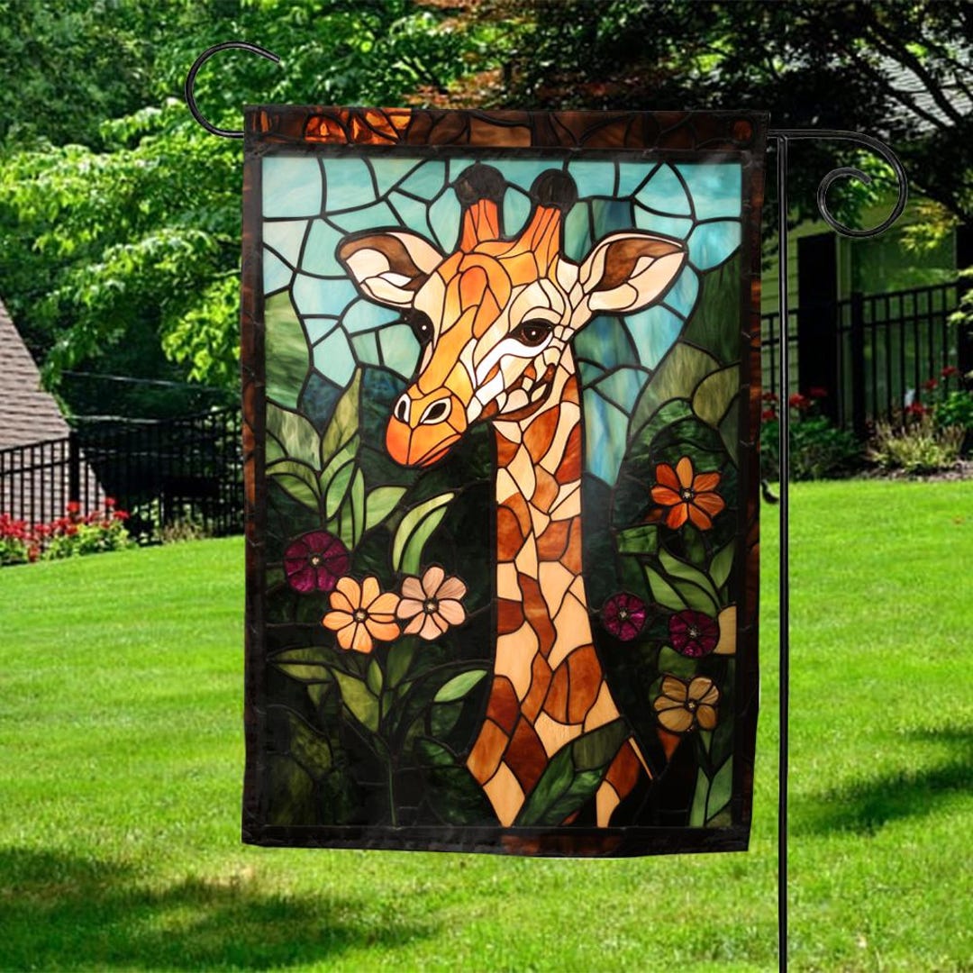 Giraffe - Garden & House Banner, Fall Colors, Autumn Flag, Yard Flag ...