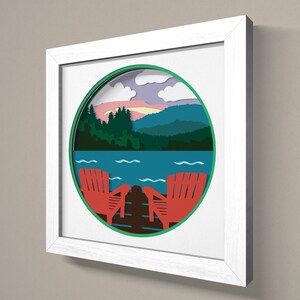 Lake Shadow Box 3D Svg ,lake 3D Box Svg ,camping Lake 3D Box Svg ,lake ...