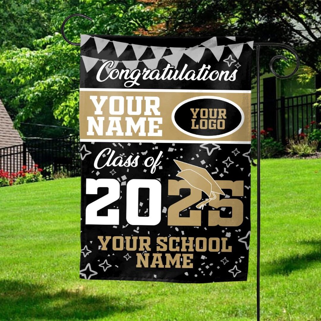 Personalized Graduation 2025 Flag, Custom College Bound Flag, Logo ...