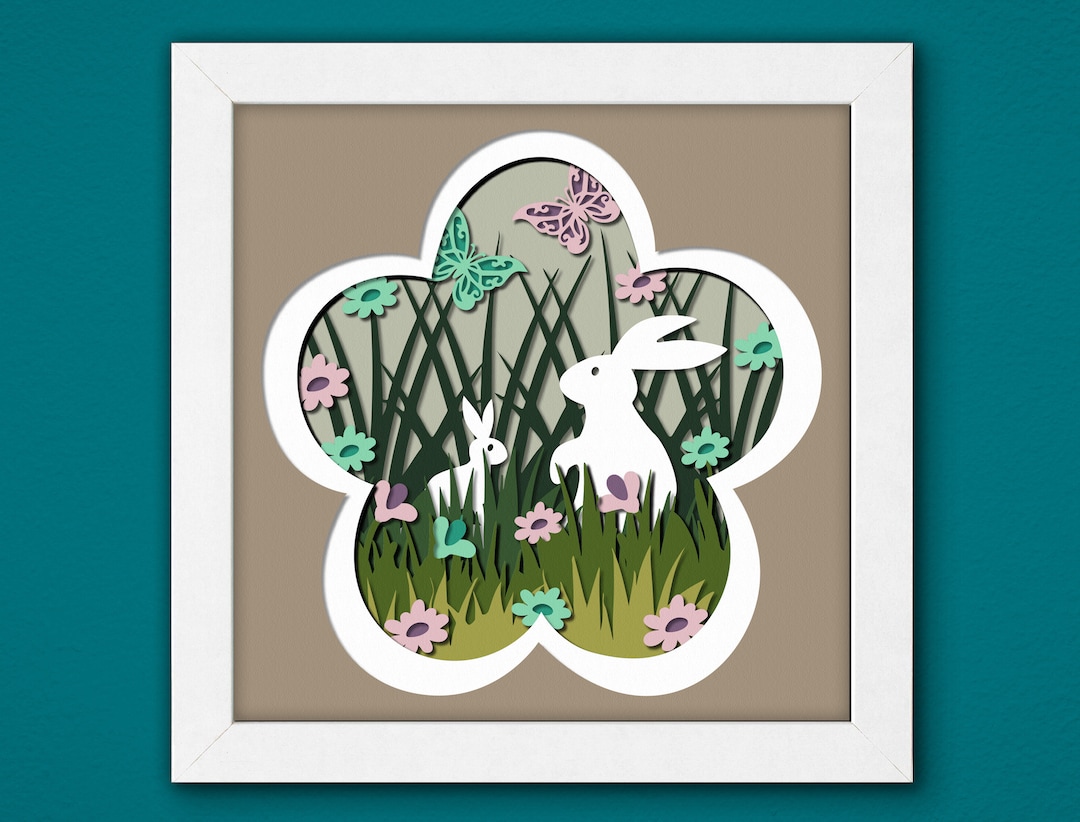 Happy Easter Shadow Box 3D Svg,cute Rabbit Easter Svg, Rabbit Egg Svg ...