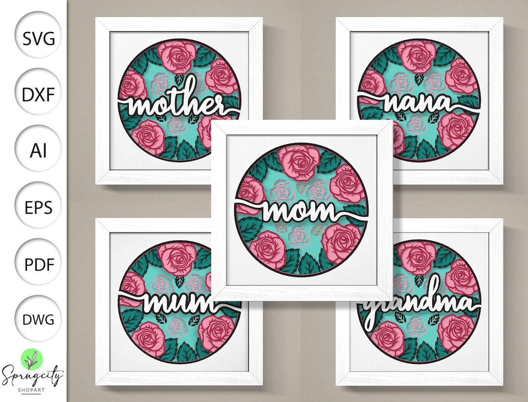 3D Mother's Day Shadow Box, Mom, Mum, Mother, Nana, Grandma, Rose ...