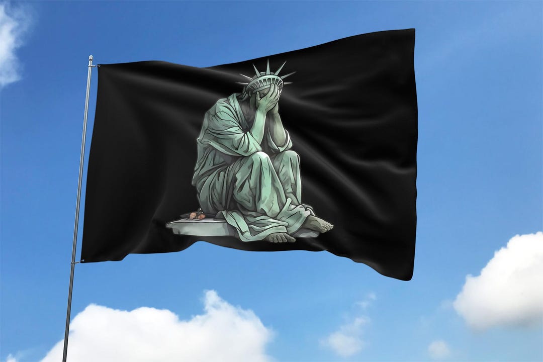 Weeping Statue of Liberty House Flag , Lady Liberty Flag, Democracy ...