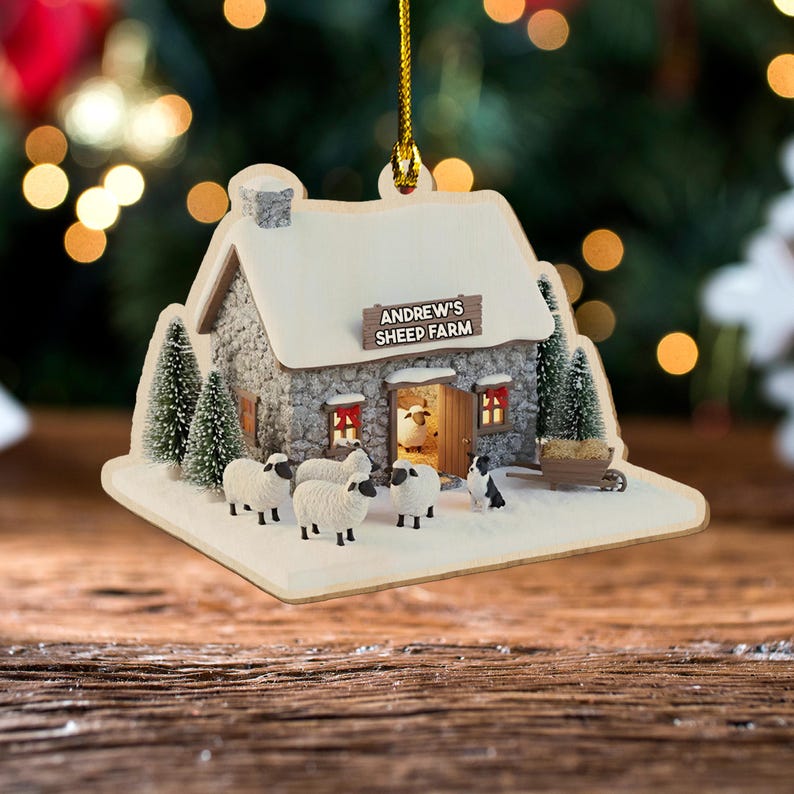 Personalized Sheep Farm 2D Flat Acrylic/wood Ornament, Christmas Tree ...