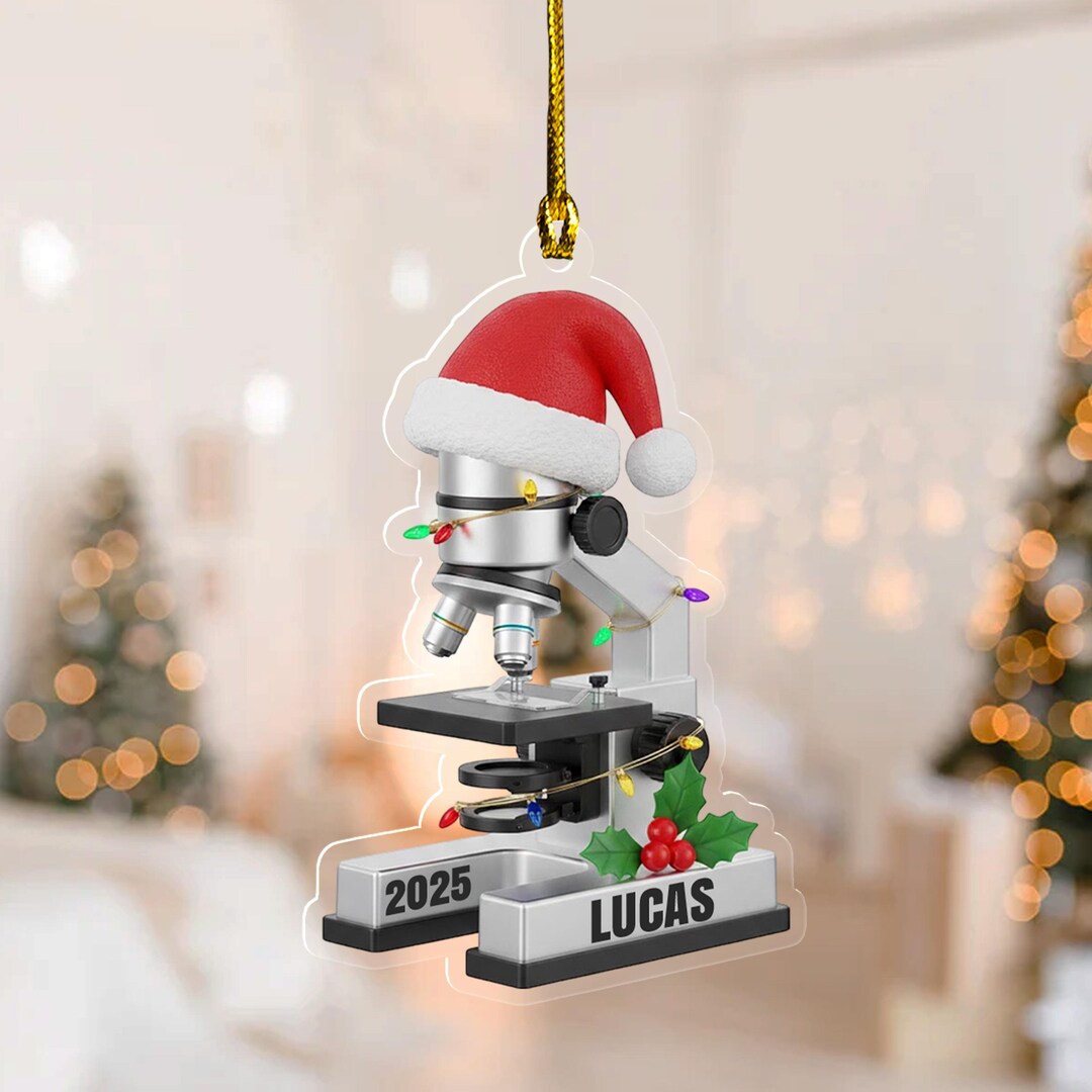 Personalized Medical Microscope Christmas Ornament | Science Ornament ...