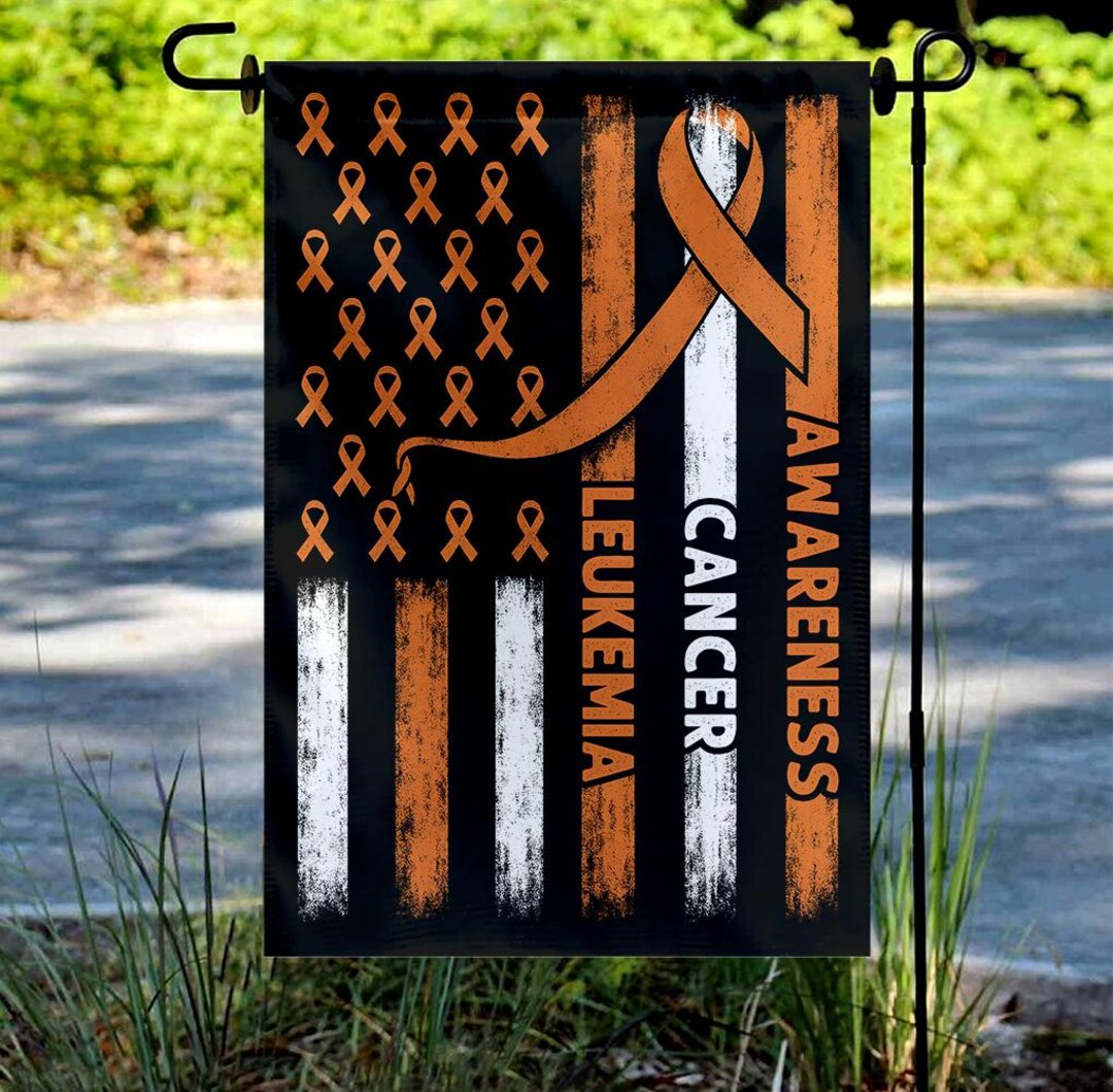 Leukemia Cancer Awareness Flag, Leukemia Garden Flag, Orange Ribbon ...