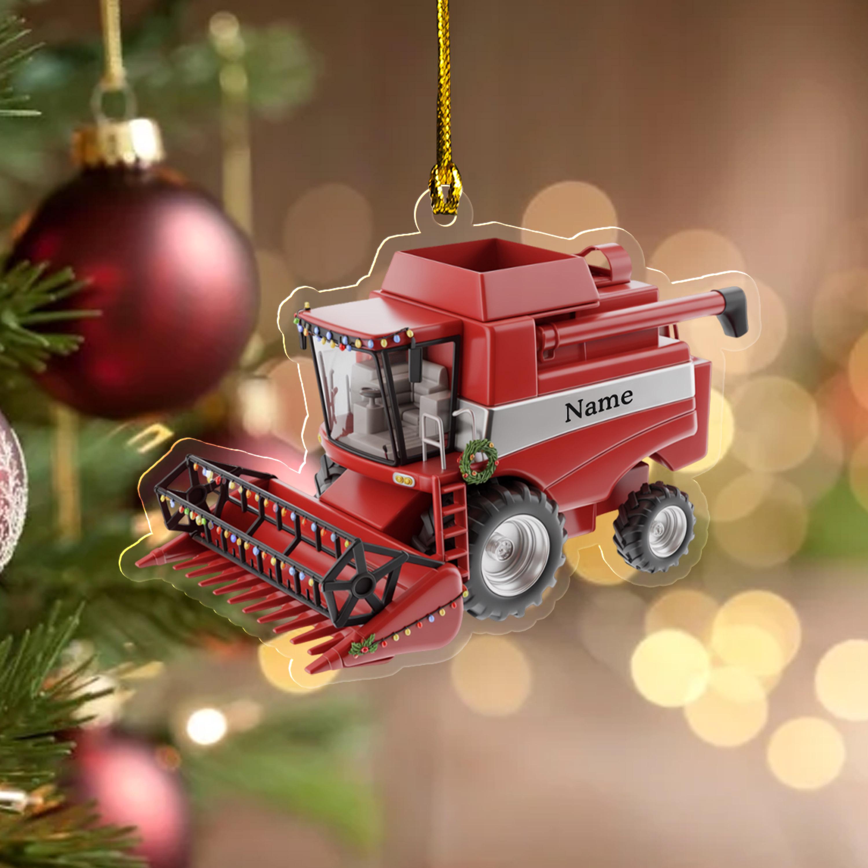 Personalized Combine Harvester 2D FLAT Christmas Ornament, Tractor ...