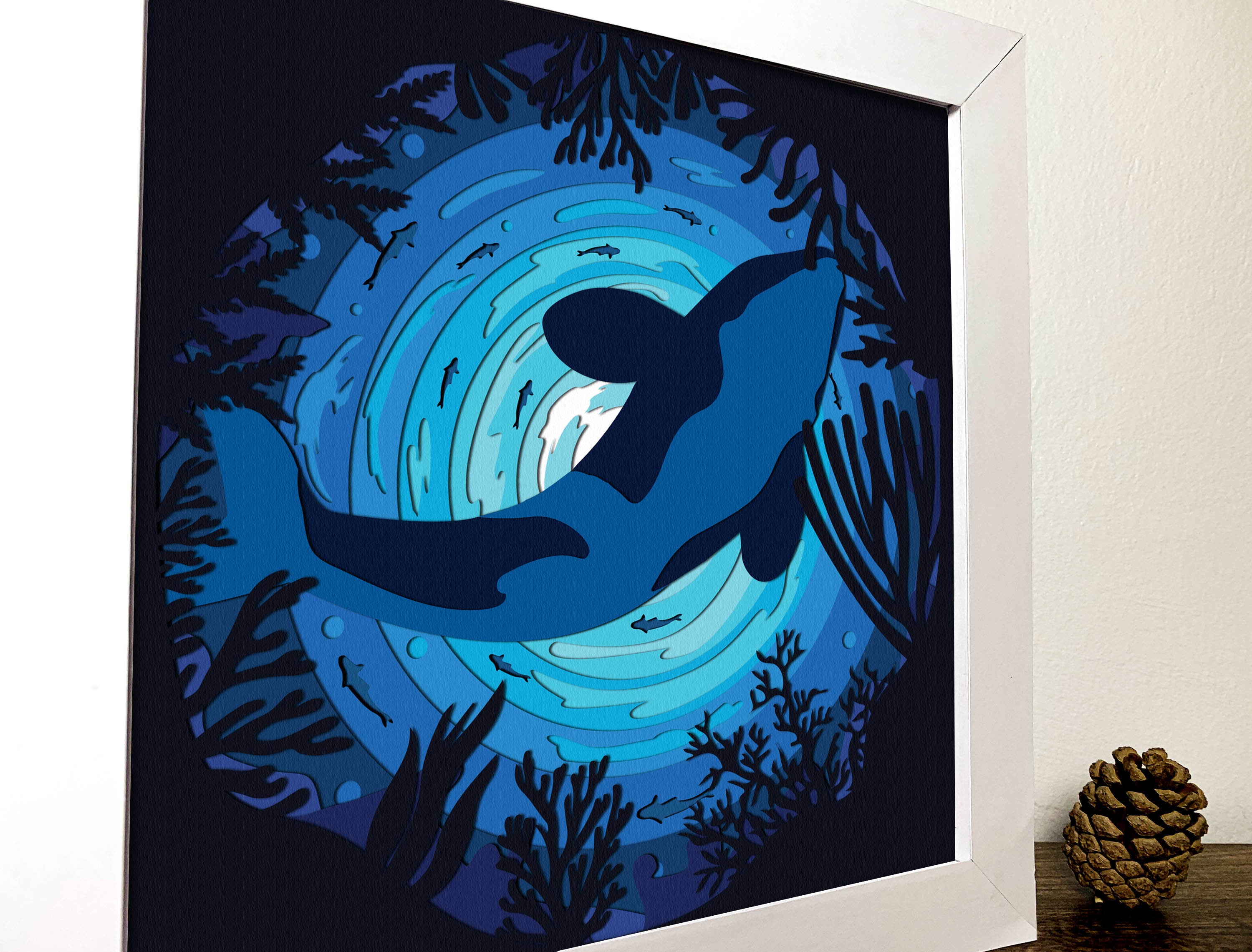 Killer Whale Shadow Box 3D Svg,killer Whale 3D Svg,killer Whale 3D Box ...