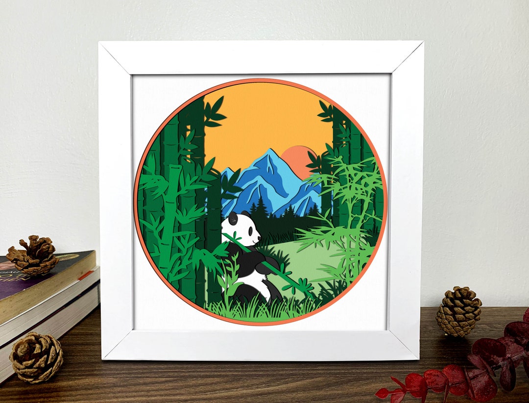 Panda Shadow Box 3D Svg, Panda 3D Svg ,panda 3D Box Svg ,panda Light ...