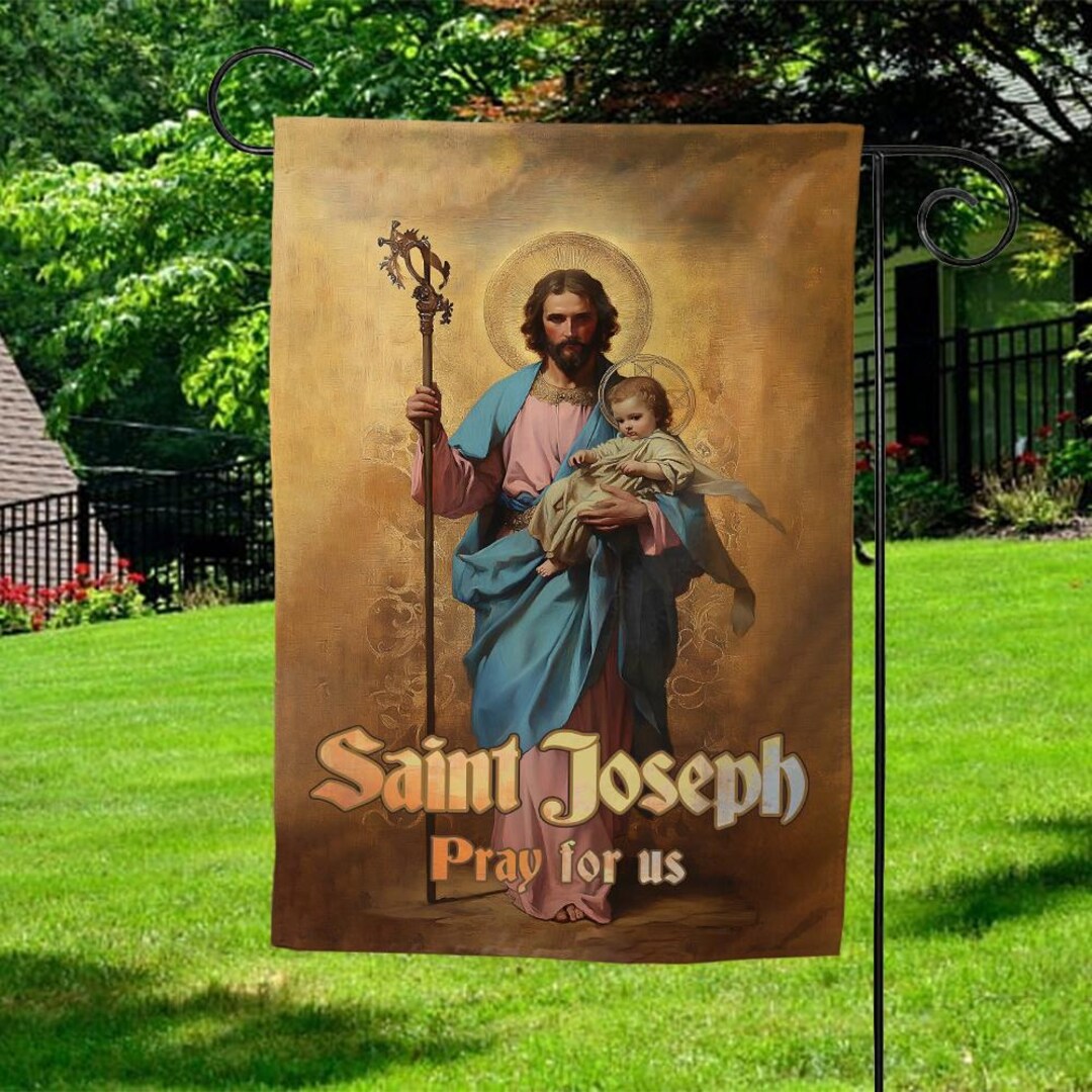 St Joseph Prayer Yard Flag, Catholic Garden Flag, St Joseph Gift ...
