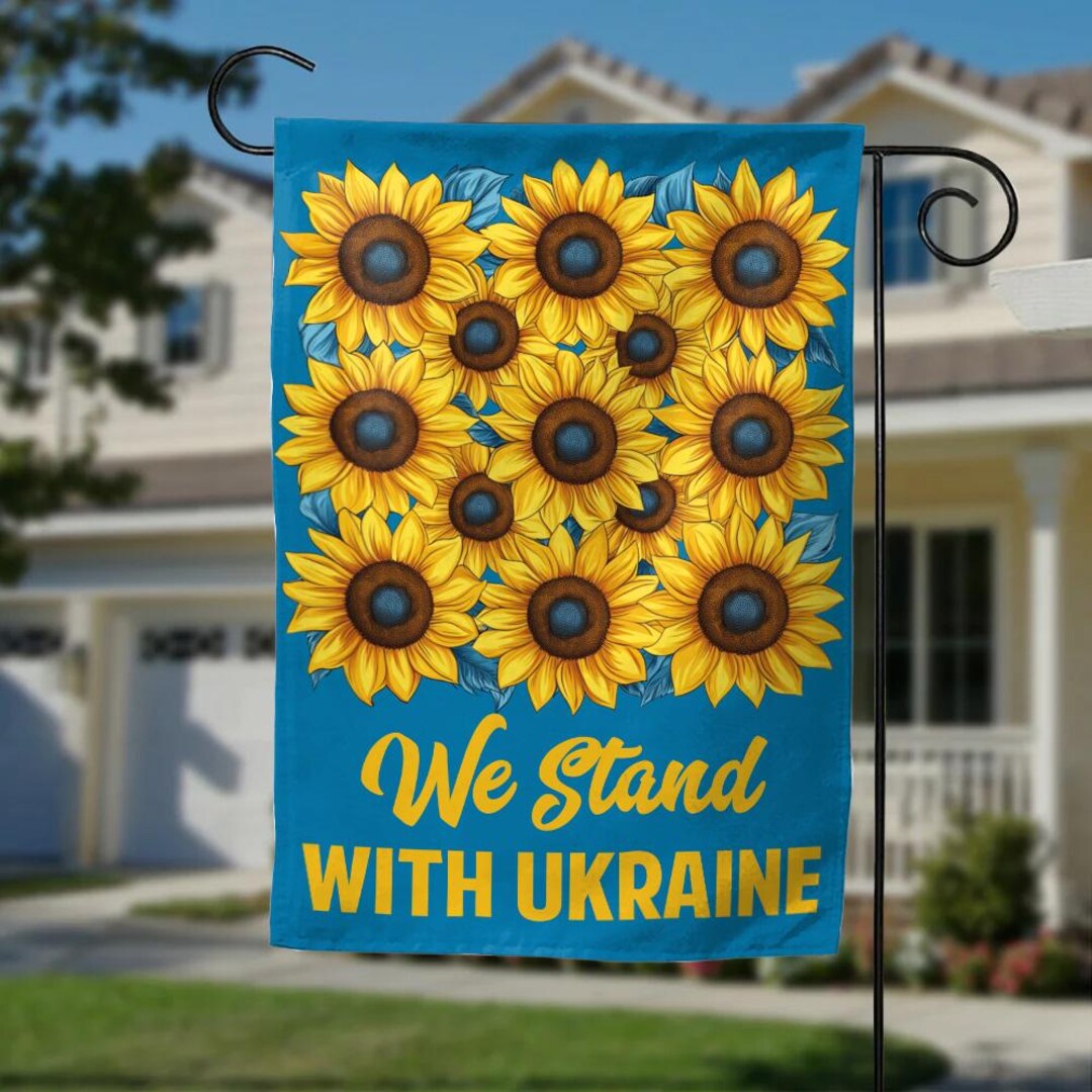 Sunflowers Design We Stand With Ukraine Garden Flag, Peace Ukrainian ...