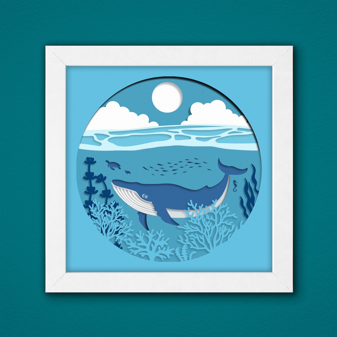 Whale Shadow Box 3D Svg ,whale 3D Svg ,whale 3D Box Svg ,whale Light ...