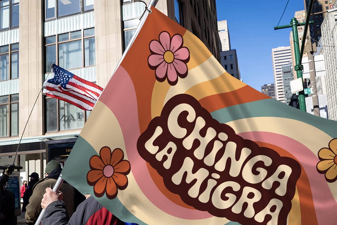 Chinga La Migra Flag, Abolish Ice Protest Sign, No Human is Illegal ...
