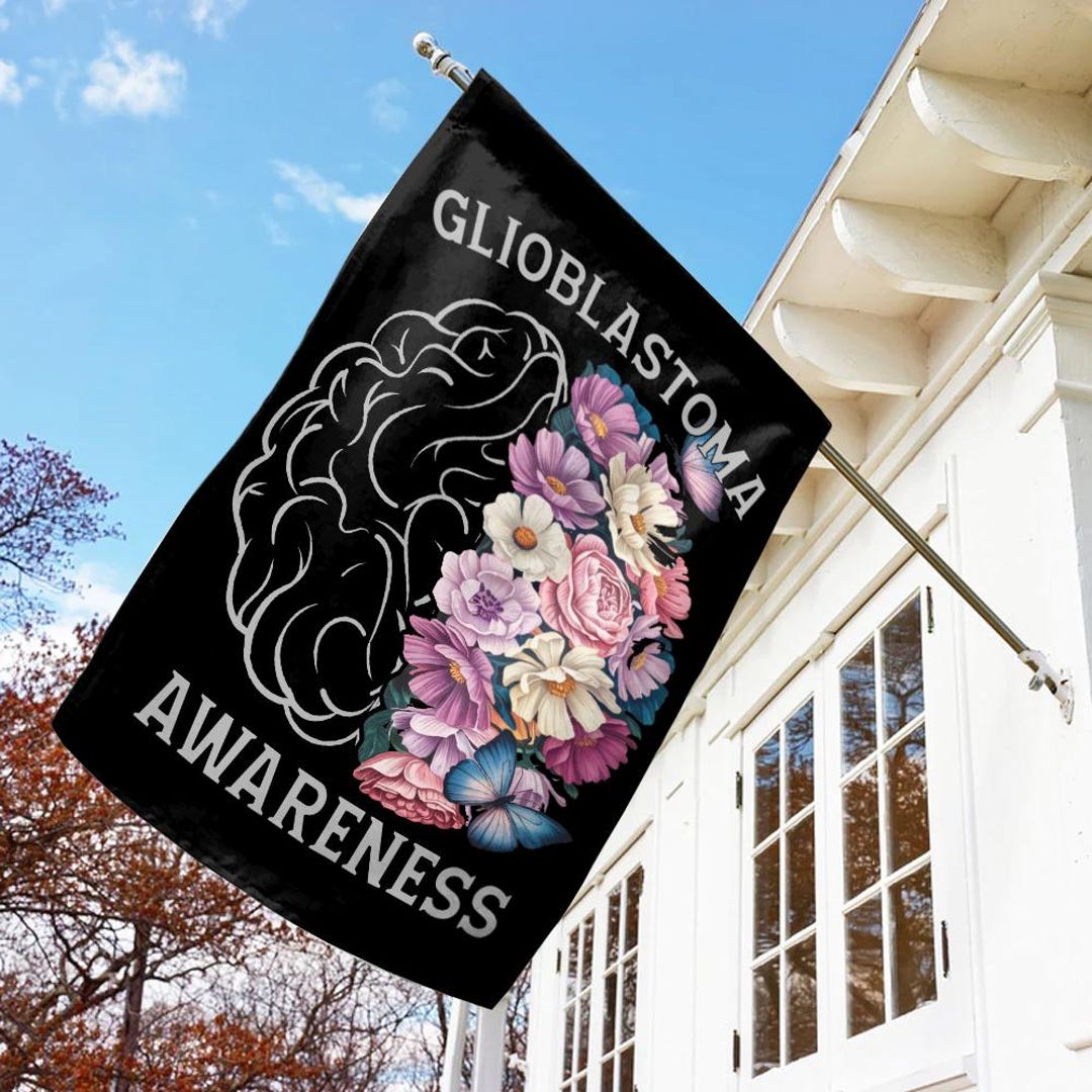 Glioblastoma Awareness Month Flag, Brain Cancer Month Flag, Gray Ribbon ...
