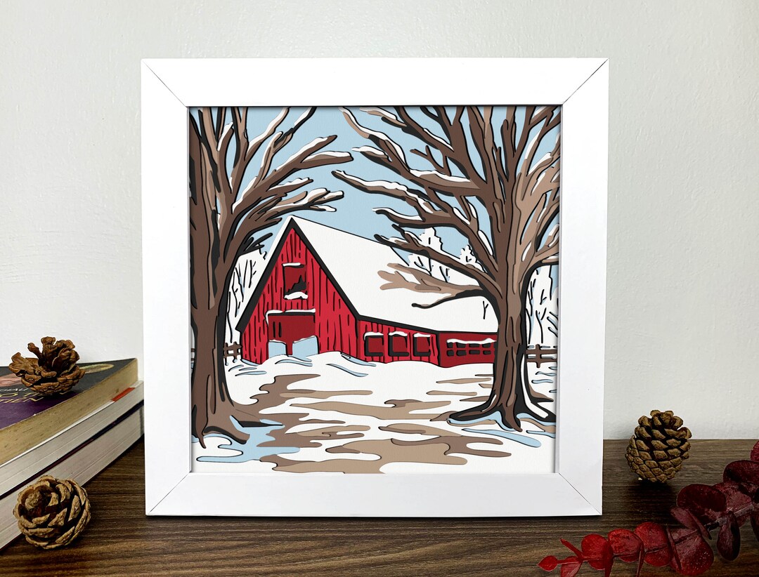 Farm House Shadow Box 3D Svg,farm House 3D Svg ,farm House 3D Box Svg ...