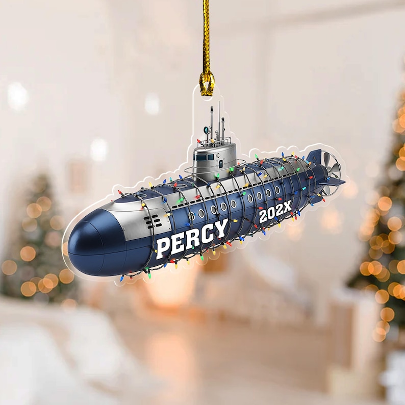 Personalized Name Submarine Ornament, Christmas Holiday Decoration ...