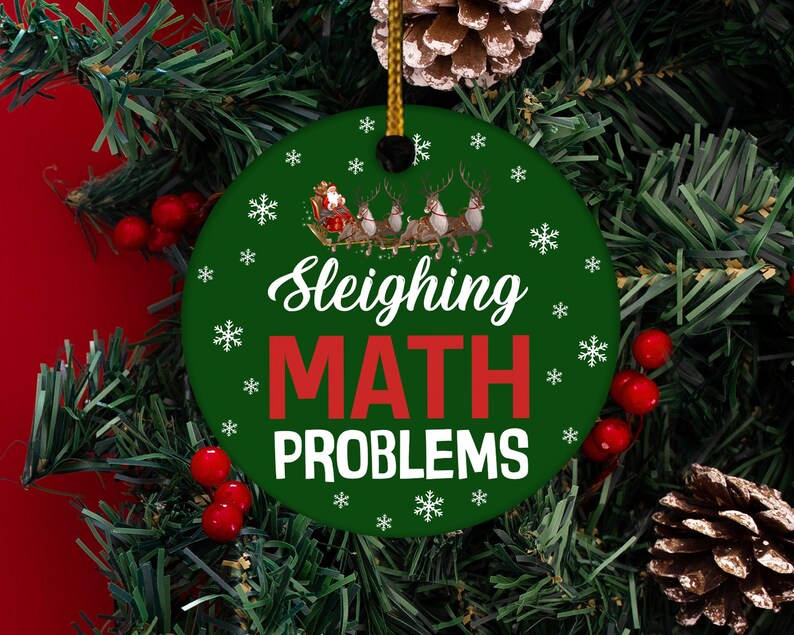 Sleighing Math Problems Teacher Santa Ceramic Ornament, Math Teacher ...