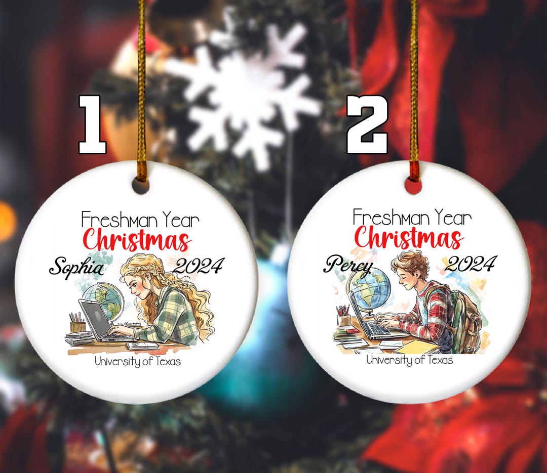 Personalized First Year at College Ornament, Freshman Year Christmas ...