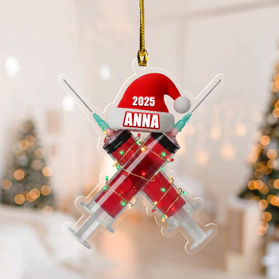 Personalized Syringe Christmas Ornament, Medical Injection Holiday ...