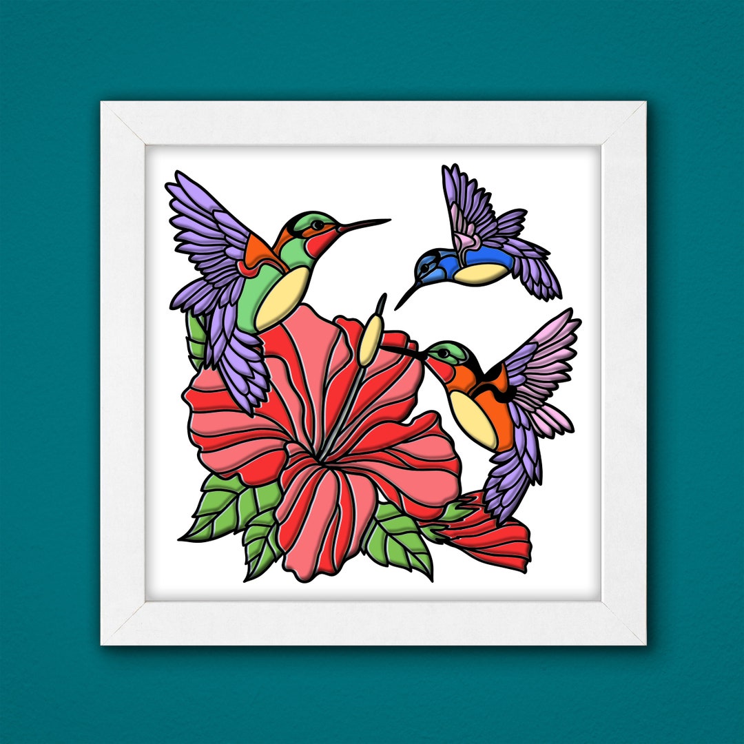 Hummingbird Shadow Box 3D Svg ,hummingbird 3D Box Svg ,animal Light Box ...