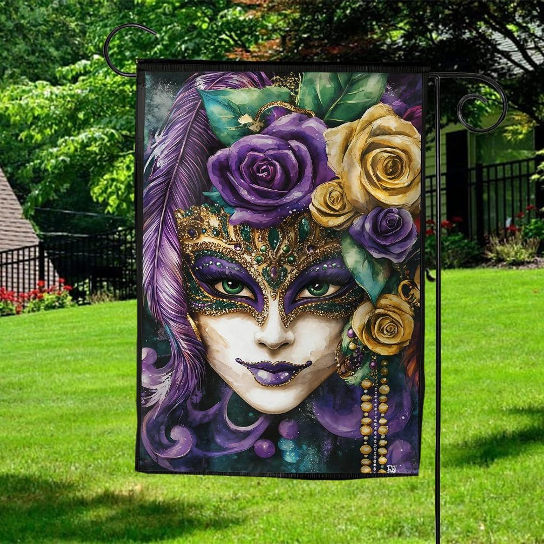 Happy Mardi Gras Party Flag, Mardi Gras Garden Flag, Mardi Summer ...