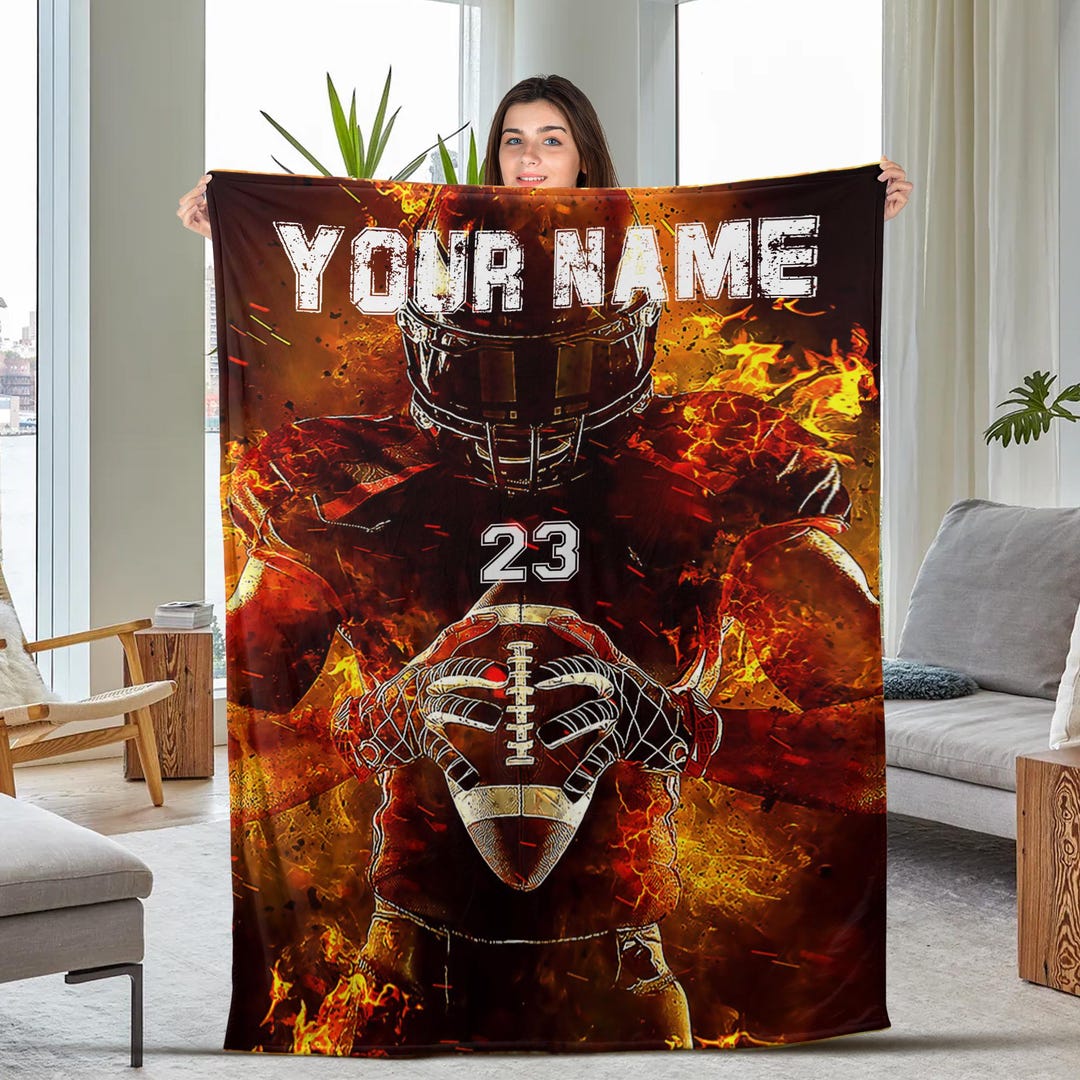 Personalized Football Blanket,football Player Blanket,custom Name ...
