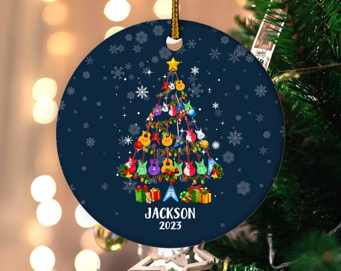 Personalised Guitar Christmas Tree Decoration - Etsy