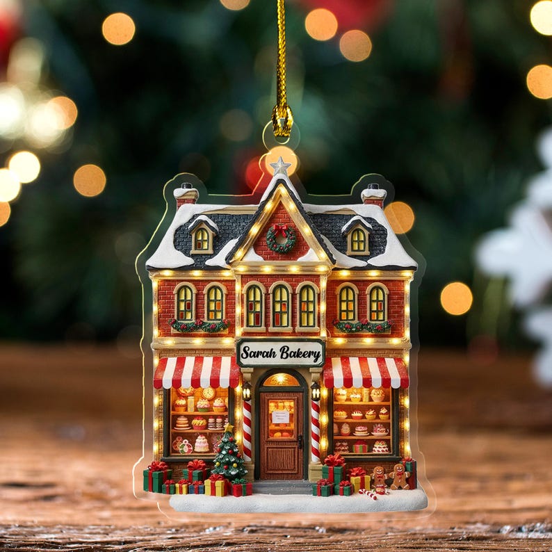 Personalized Bakery Shop Christmas Ornament 2025, Custom 2D Flat Bakery ...