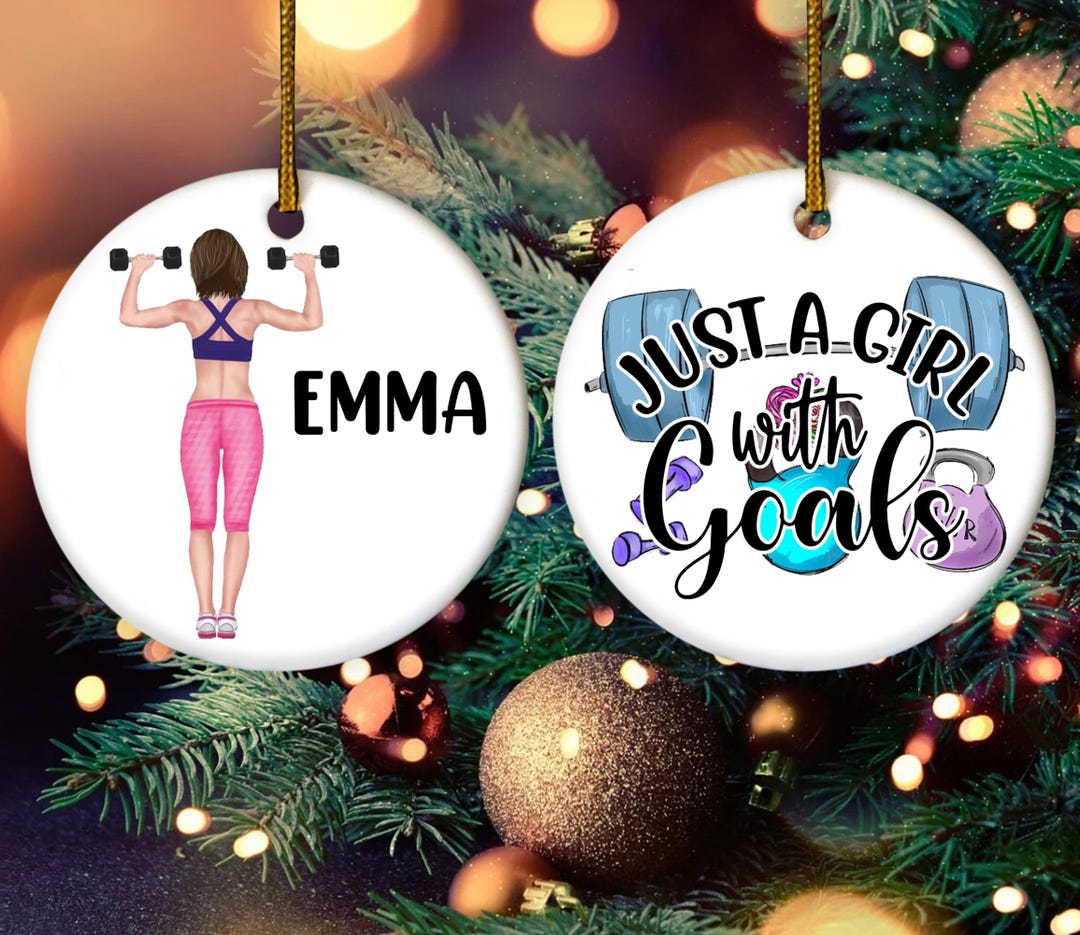 Fitness Personalized Xmas 2 Sides Ornament, Just A Girl With Goals ...
