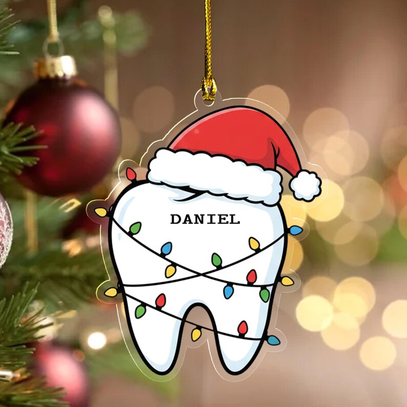 Custom Name Teeth Dentist Christmas Ornament, Gift for Teeth Lover ...